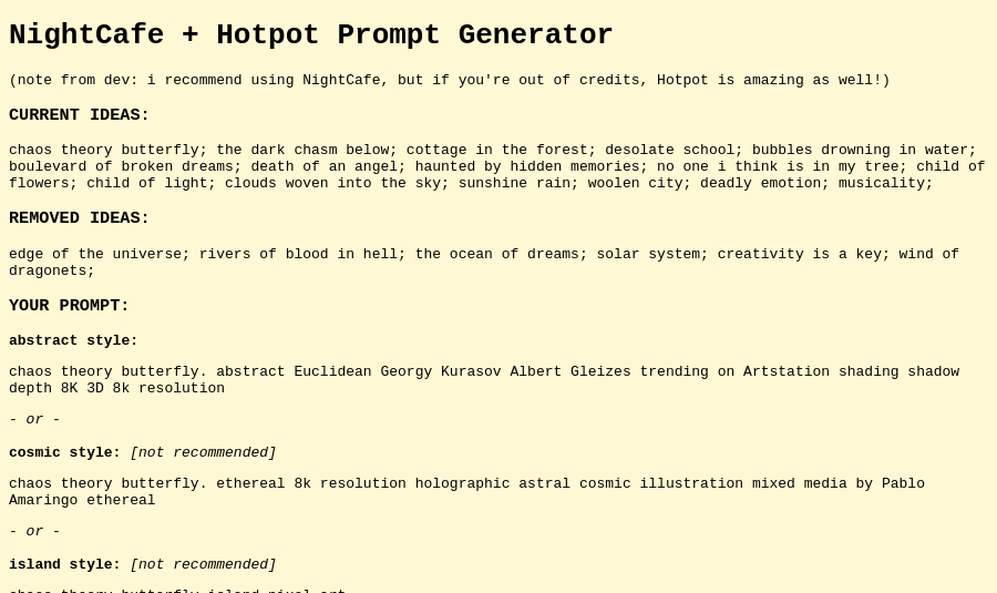 NightCafe Prompt Generator - JSitor