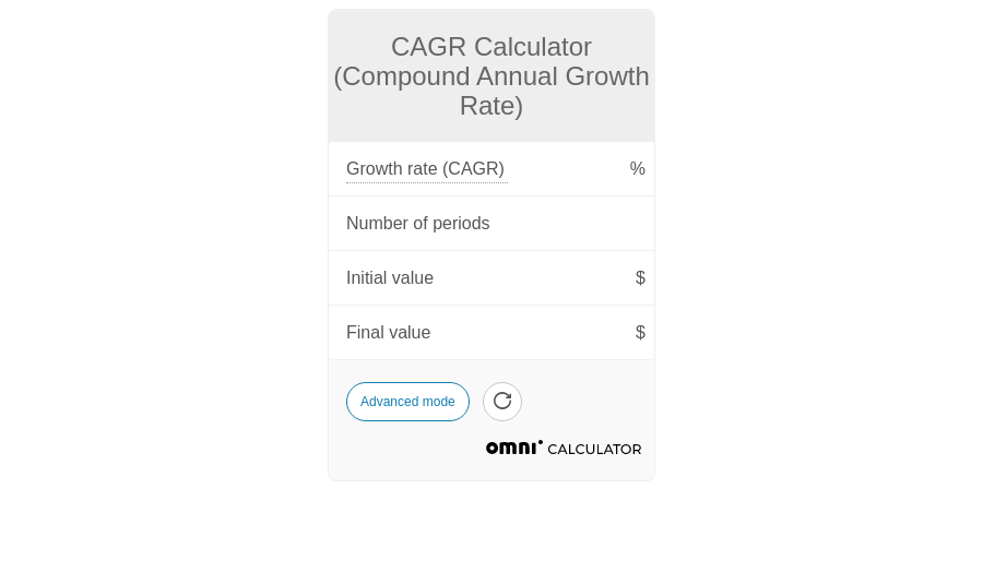CAGR Calculator (Compound Annual Growth Rate) - JSitor